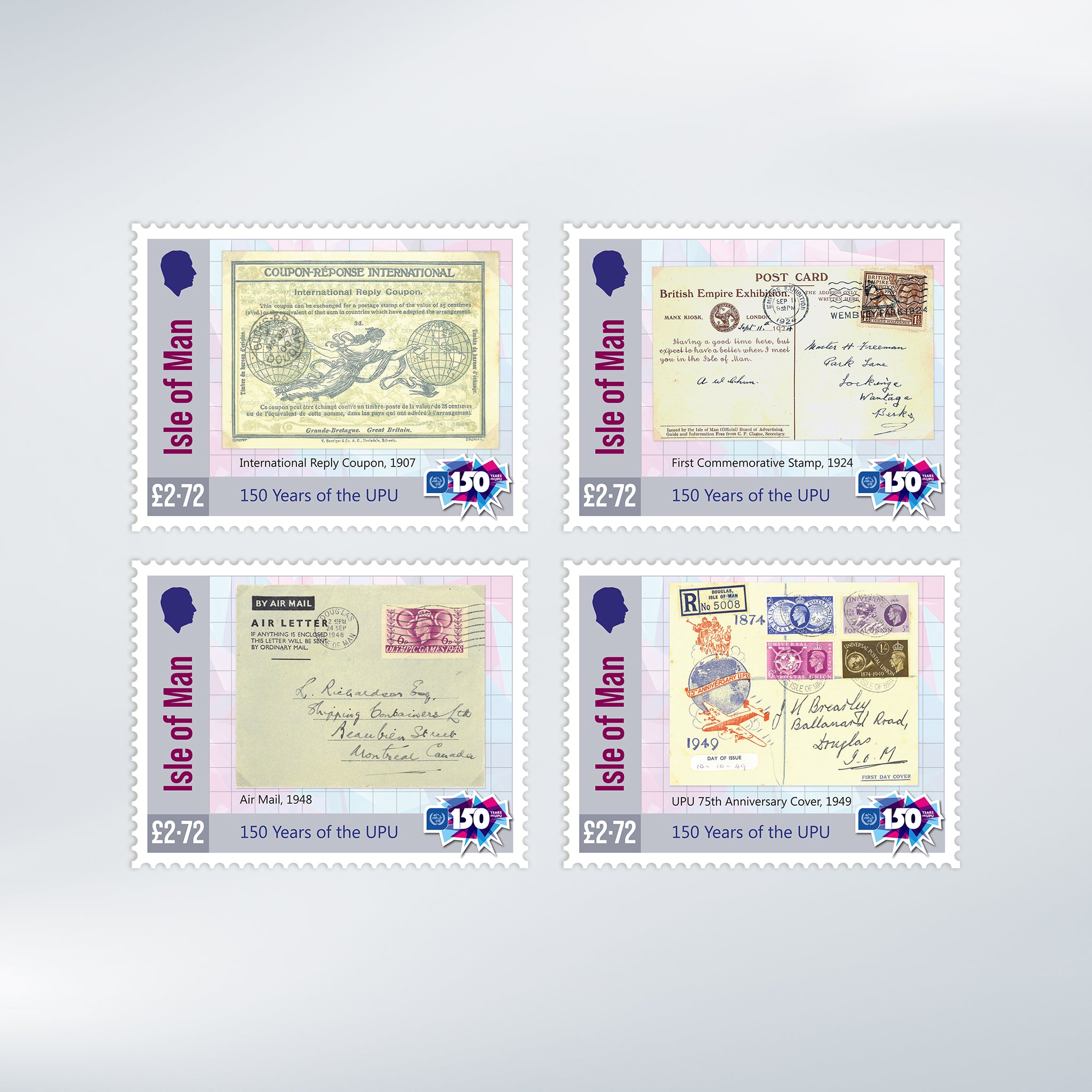 The 150th Anniversary of the UPU Set & Sheet Set – Isle of Man Stamps ...